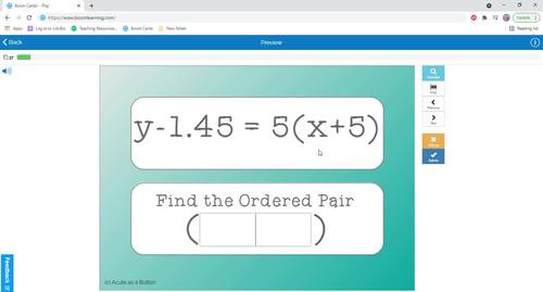 Identify the Ordered Pair in Point Slope Linear Equations - Digital ...
