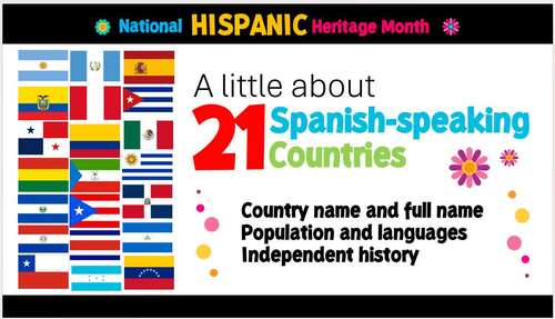 Hispanic Heritage Month | 21 Spanish-speaking Countries Presentation ...