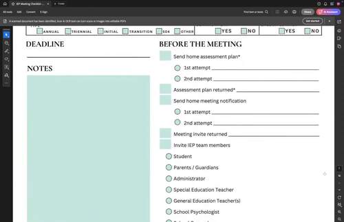Printable IEP Checklist | IEP Meeting Checklist | Downloadable Checklist