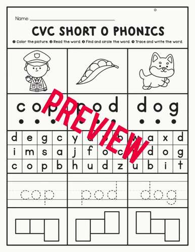 CVC Phonics Worksheets – Early Literacy Skills Practice for Kids