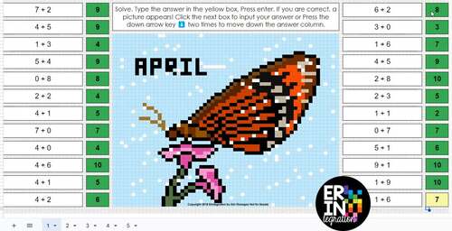 Spring Flowers Mystery Pixel Art Math Addition and Subtraction on ...