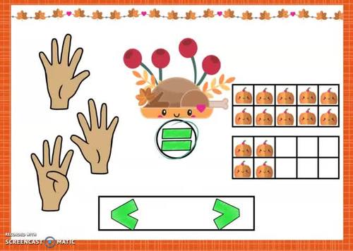Comparing numbers to 20 Thanksgiving Boom Cards Distance learning
