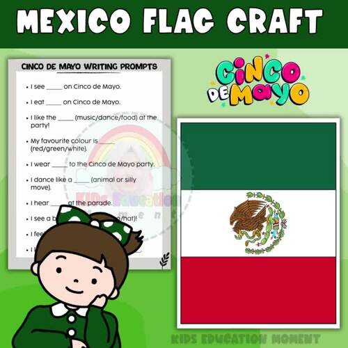 Mexico Flag Craft | Cinco de Mayo Craft and Easy Writing Prompts