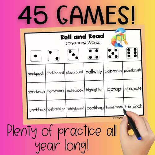 Decoding Multisyllabic Words Roll & Reads Year Long 45 Seasonal Themed ...