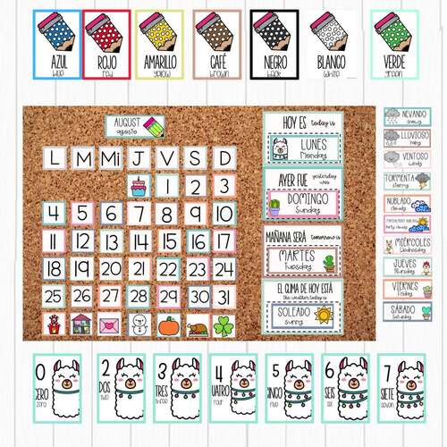 Bilingual Math posters with colors, shapes & numbers for dual language ...