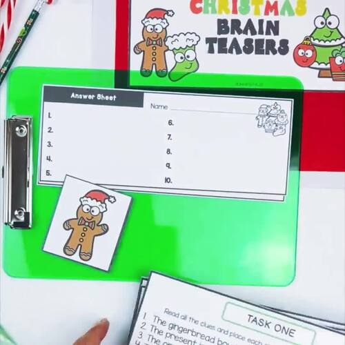 Christmas Math Logic Puzzles - 2nd and 3rd Grade December Math Enrichment