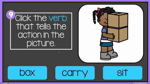 Digital Grammar Action Verbs Game Practice {Google Slides} | TPT