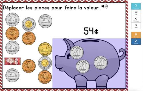Canadian Money to 50¢ up to 50 cents French Digital Boom Cards | TPT