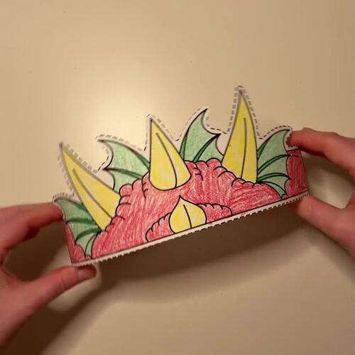 Dragon Paper Crown Headband Printable Coloring Craft Activity Fantasy Story