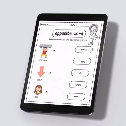 2 in 1 Antonyms : Opposite Word Sort Pocket Chart & Matching Worksheet ...