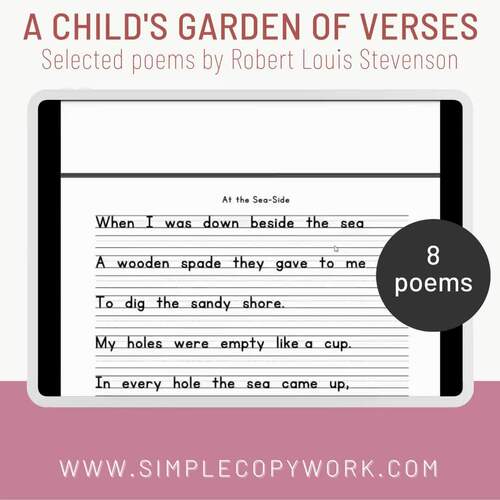 A Child's Garden of Verses Robert Louis Stevenson Copywork Charlotte Mason