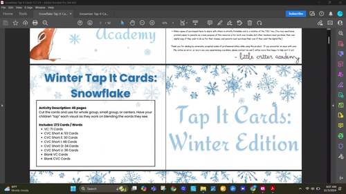 Blending VC Words Phonics Review CVC Short Vowel Consonant Word Winter ...