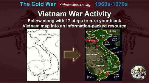 Vietnam War Map Activity - fun, easy, engaging, follow-along 50-slide PPT