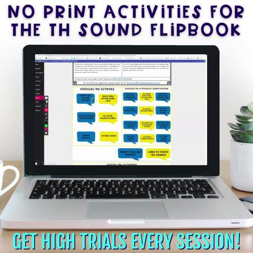 NO PRINT Activities for TH Sound Flipbook - Voiced and Voiceless TH