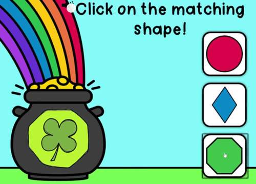 St Patricks Day 2D Shape Matching Math Games No Prep Kindergarten PreK ...