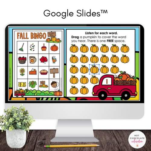 DIGITAL Fall Theme Vocabulary Bingo Game - Google Slides™ - Autumn Words