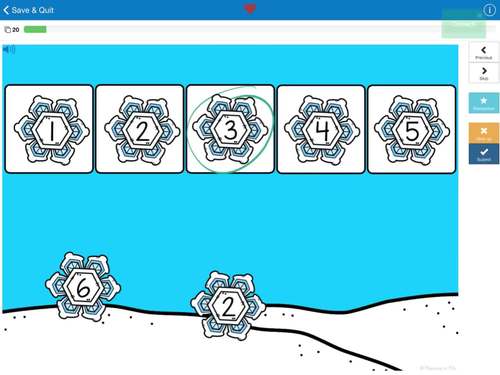 Missing Numbers 1-10 Winter Snowflakes Digital Boom Cards™ | Number Order
