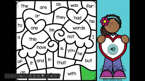 Valentine's Day Color By Code Sight Words #1 Google by Jennifer Bates