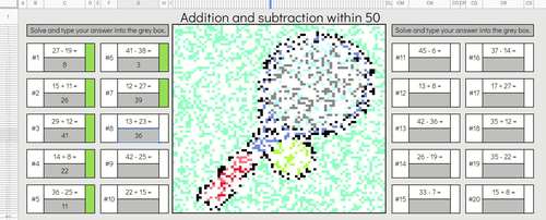 Digital Math Pixel Art | 3rd Grade Fluency Addition and Subtraction ...