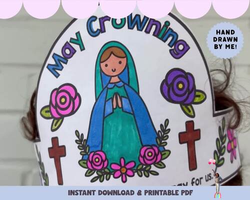 May Crowning Craft, Mother Mary Paper Crown, Catholic Kids Activity