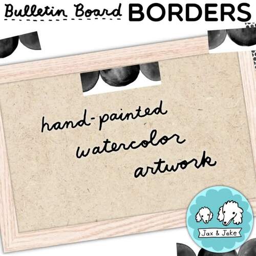 Black and White Watercolor Bulletin Board Borders - Boho Classroom Decor