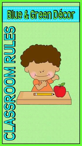 CLASSROOM RULES Classroom Decor Blue Green Theme Classroom Management