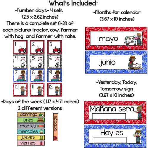Calendar | Editable Calendar in Spanish | Calendario en español | Farm