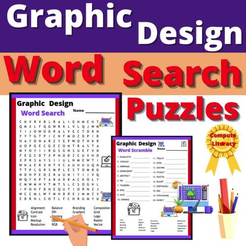 Graphic Design Word Search Activity with Bonus Student Awards by ...