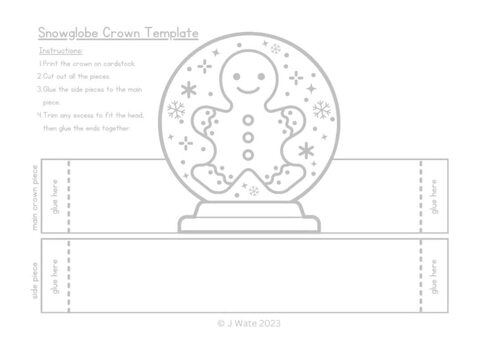 Snowglobe Christmas Paper Crown and Headband Templates: Festive Craft ...