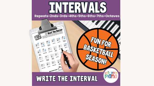 Basketball WRITING Music Intervals Activity NO PREP Beat the Buzzer