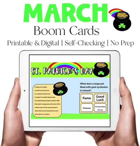 March St. Patrick's Day Reading Comprehension Passages Boom Cards|Self ...