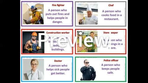 Occupation- Community Helpers -Who is it? – Flash cards- All real images