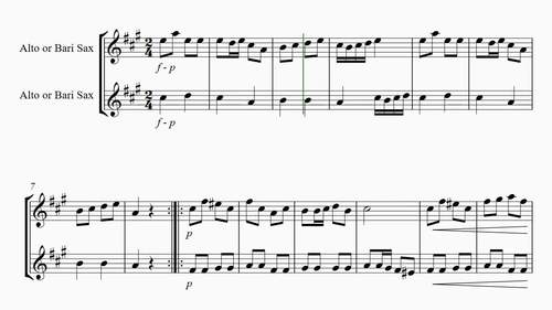 Swallowtail duet for two alto or baritone saxophones by We-Teach-Music