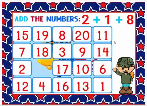Veterans Day Math Boom Cards Adding Three Numbers Mystery Picture Math ...