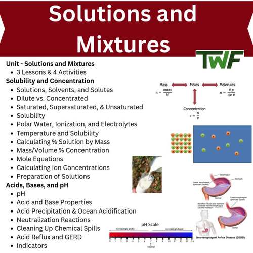Solutions and Mixtures Unit | Solutions, Solvents, Solutes, Solubility