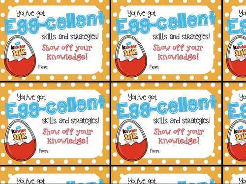 Kinder Joy Egg Testing Motivation Tag- You've got Egg-cellent skills and...