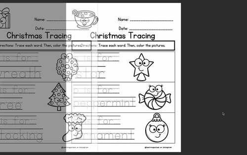 Christmas Handwriting Worksheets Tracing - PreK, Kindergarten, TK ...