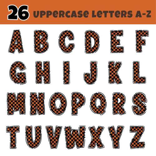 Orange and Black Checkered Halloween Letters & Numbers by PlayPages Co.