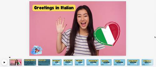 Italian Greetings with Audio — 50+ Phrases (Clickable Canva Presentation)
