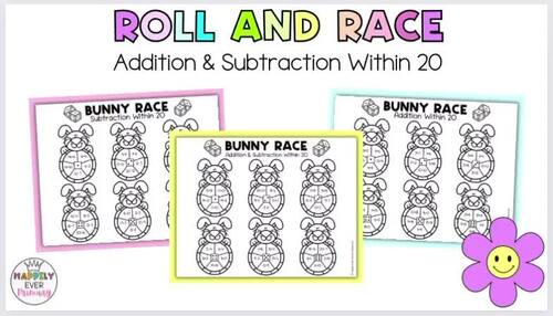 Spring Roll & Race Math Dice Games - Addition & Subtraction Within 20
