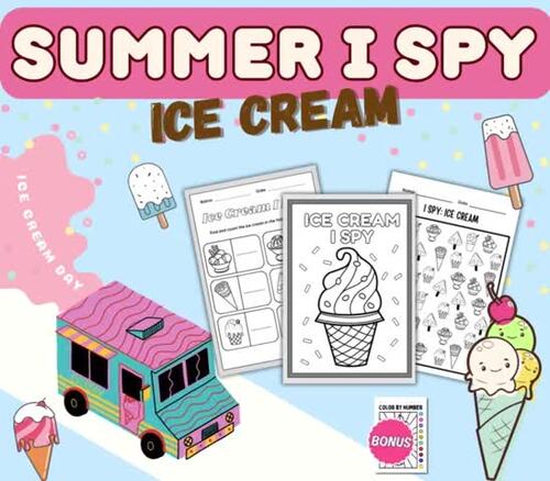 Summer I SPY - Ice Cream Search And Find Activity | Ice Cream Day | NO PREP