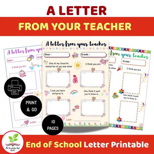 Teacher Appreciation Week Letter From Your Teacher Best Teacher Ever