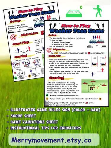 Washer Toss Outdoor Game – Printable Rules Sign, Score Sheet & Game ...