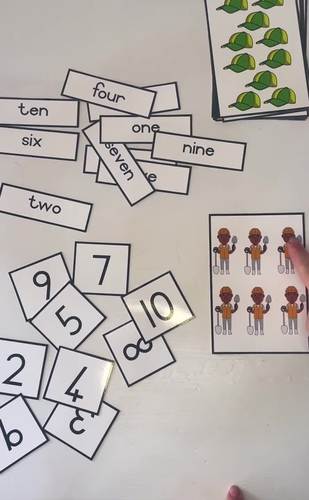 Maths cards sorting activity (pictures, number, number name) | TPT