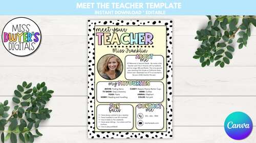 Pastel Rainbow Meet the Teacher Editable Template by Miss Dwyer's Digitals