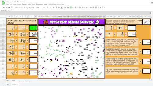 Halloween - Fractions Digital Math Activity - Pixel Art by Teach With ...