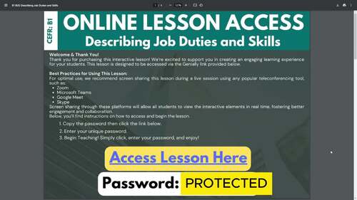 B1 Business English Online Lesson: Job Duties & Skills (Genially Lesson)