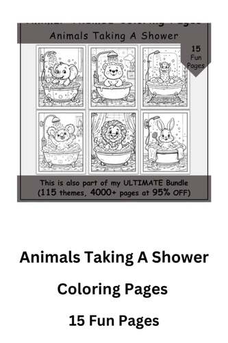 Animals Bathing Time Coloring Pages | Relaxing Printables for Kids & Adults