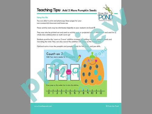 Count on 2 Addition Activity Mats - Pumpkin Seeds by From the Pond