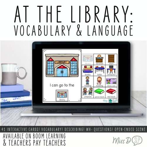 At the Library: Leveled Vocabulary Books & Wh Questions Describing BOOM ...